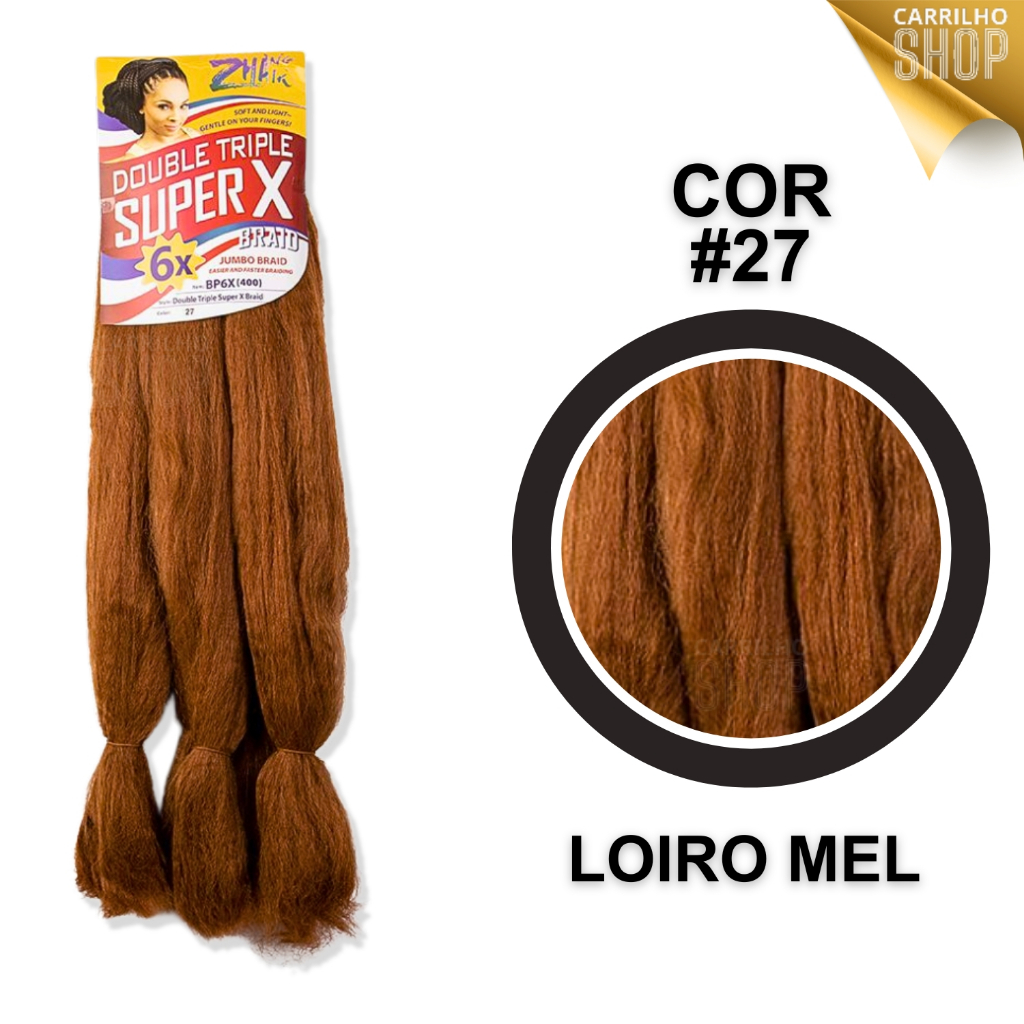 Cabelo Jumbo Super X Cor 27 Loiro Mel Trança 400g Sintético | Shopee Brasil