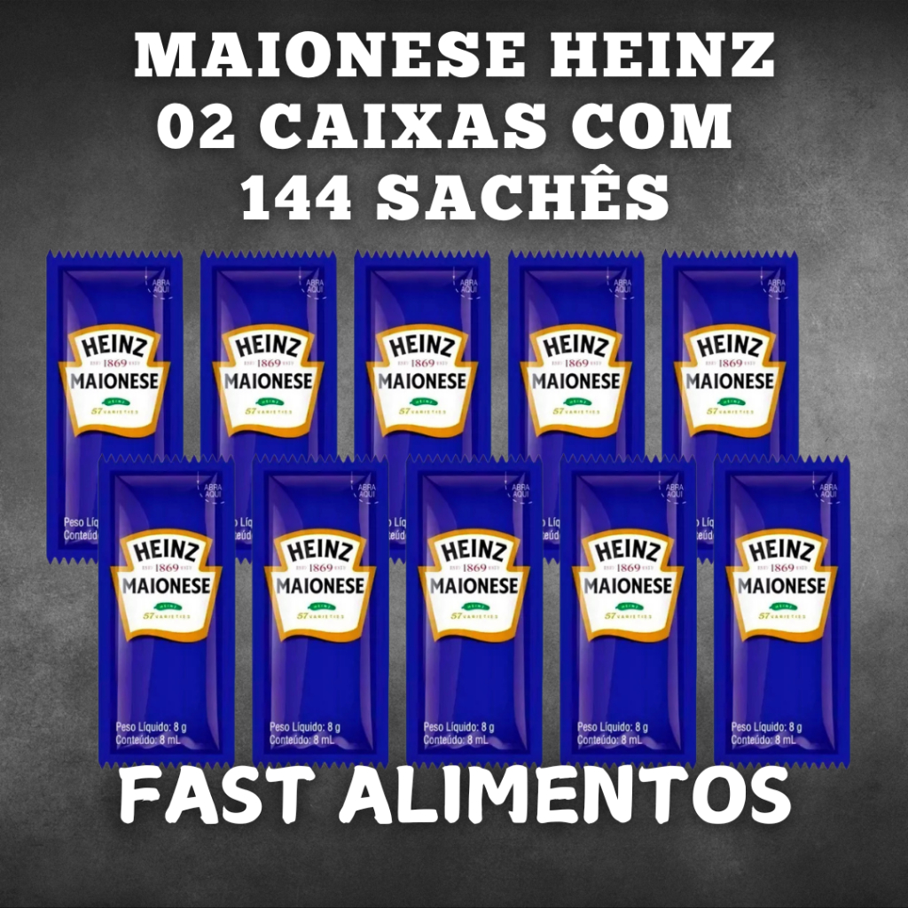 Maionese Heinz Sachê 7g- 2 Caixas com 144 Sachês - Prático para ...