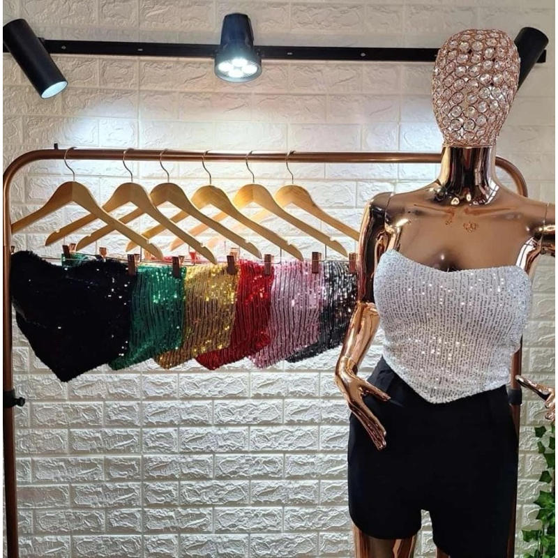 croppet corsel lentejoula brilho com bojo luxo | Shopee Brasil