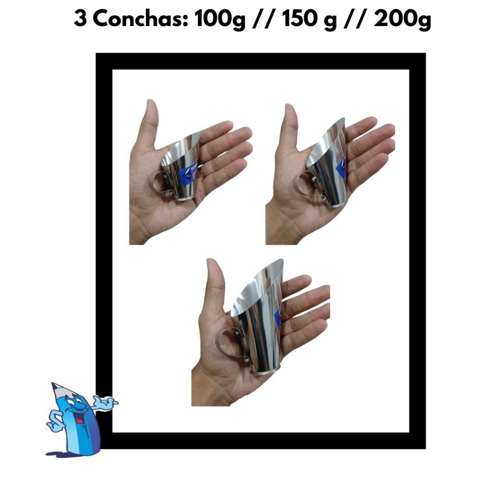Kit 3 Conchas Medidor P/ Cereal nos Tamanhos: 100g-150g-200g Inox Gramas | Shopee Brasil