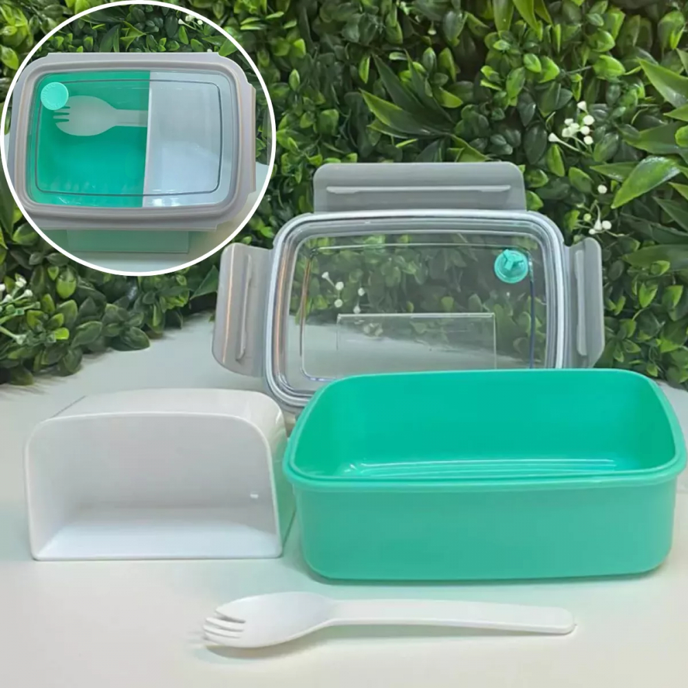 Vasilha de Plástico tipo Marmita com Divisórias e Garfo | Shopee Brasil