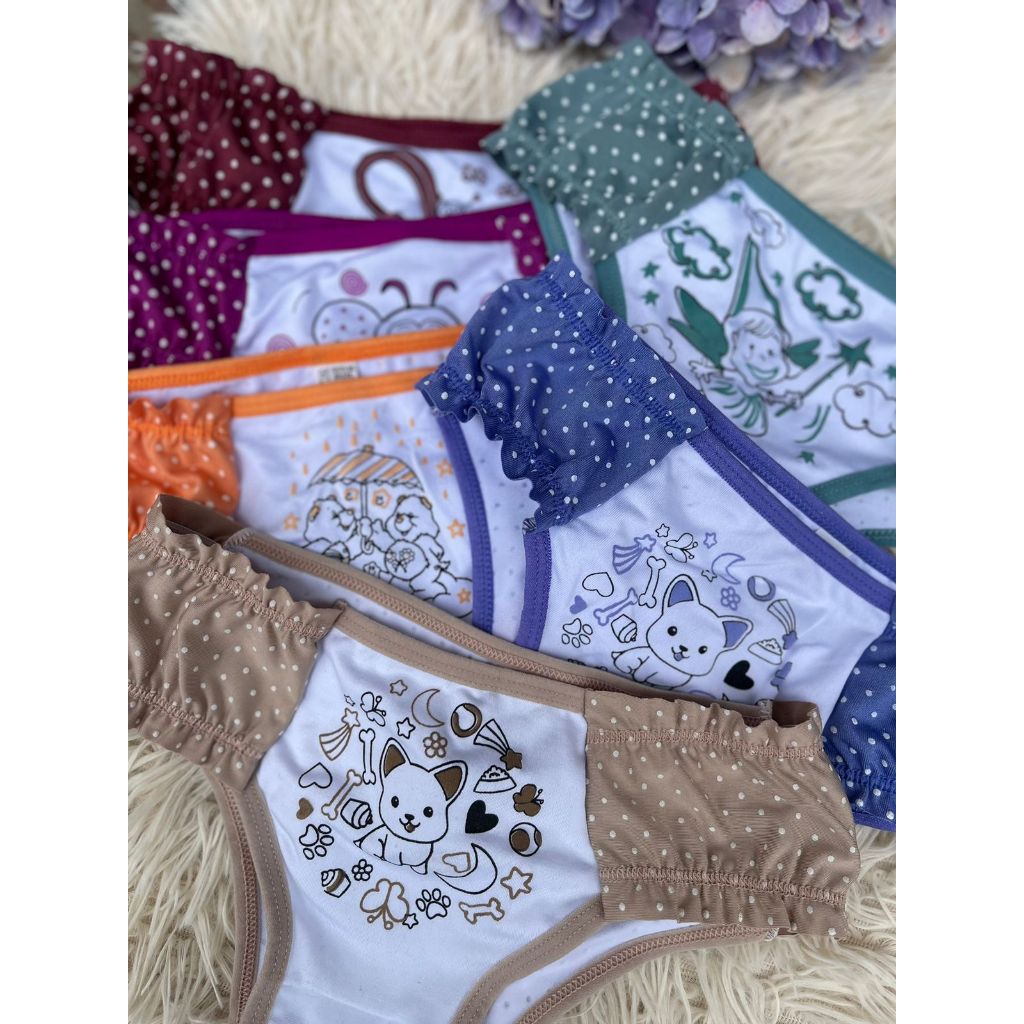 KIT 5 Calcinhas Infantis Fru Fru cores variadas | Shopee Brasil