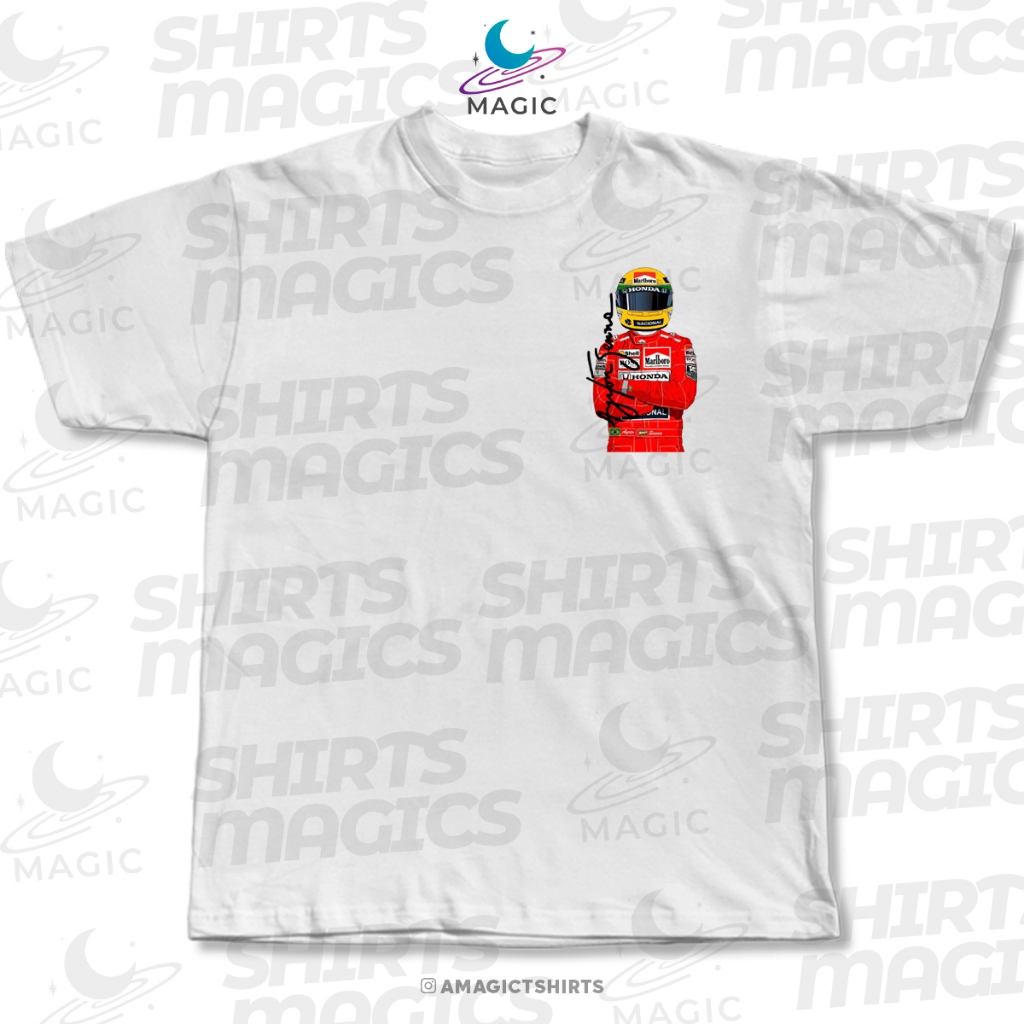 Camiseta Patch Senna lenda + Assinatura Magic car 100% Algodão | Shopee ...