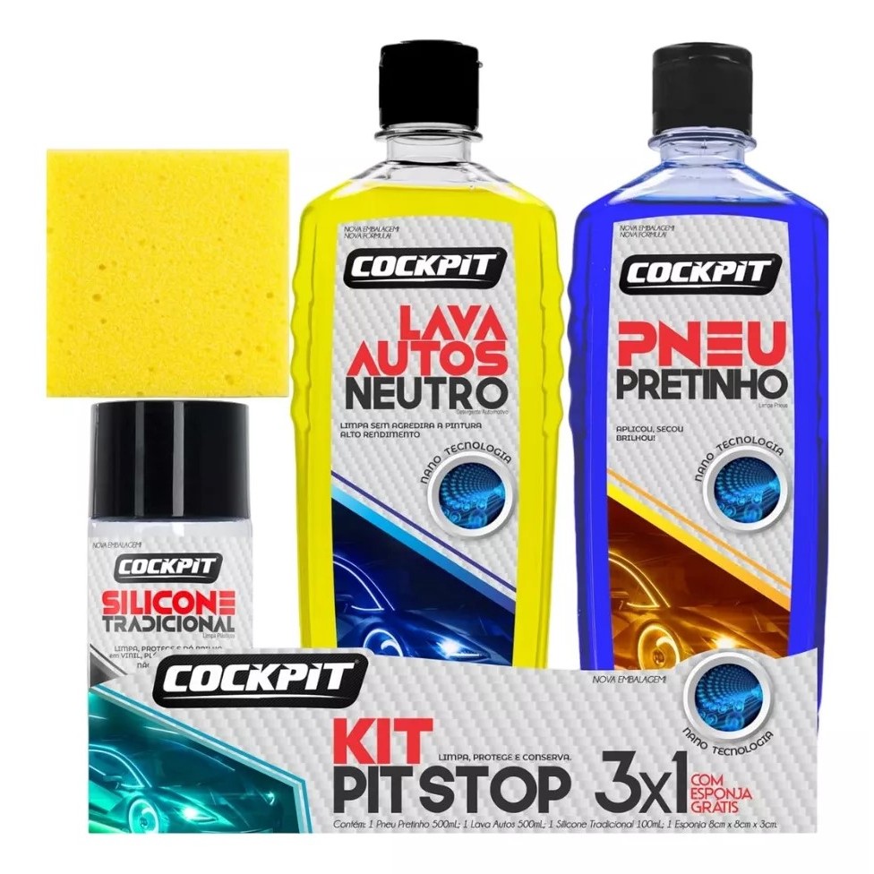 kit limpeza 3x1 cockpit Pit Stop. | Shopee Brasil