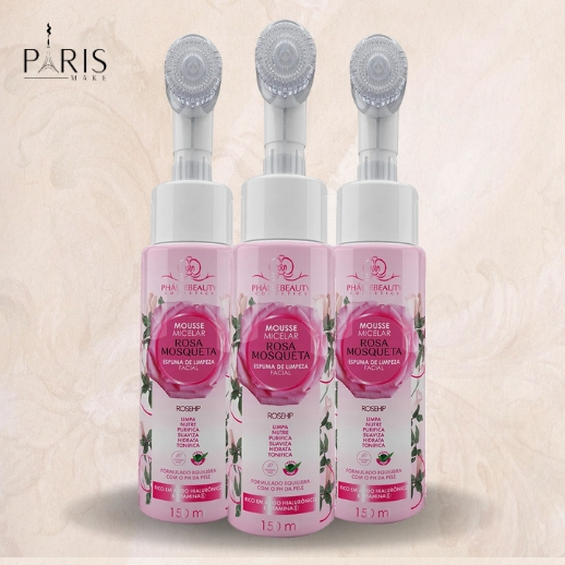 MOUSSE MICELAR ROSA MOSQUETA - PHALLEBEAUTY 150ml | Shopee Brasil