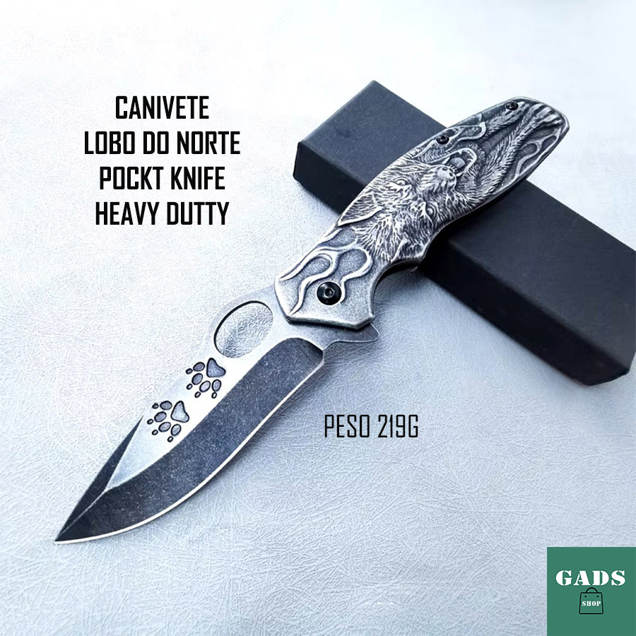Canivete Wolf Retrátil De Bolso com Clip Semi Automatico Lobo Do Norte Afiado | Shopee Brasil