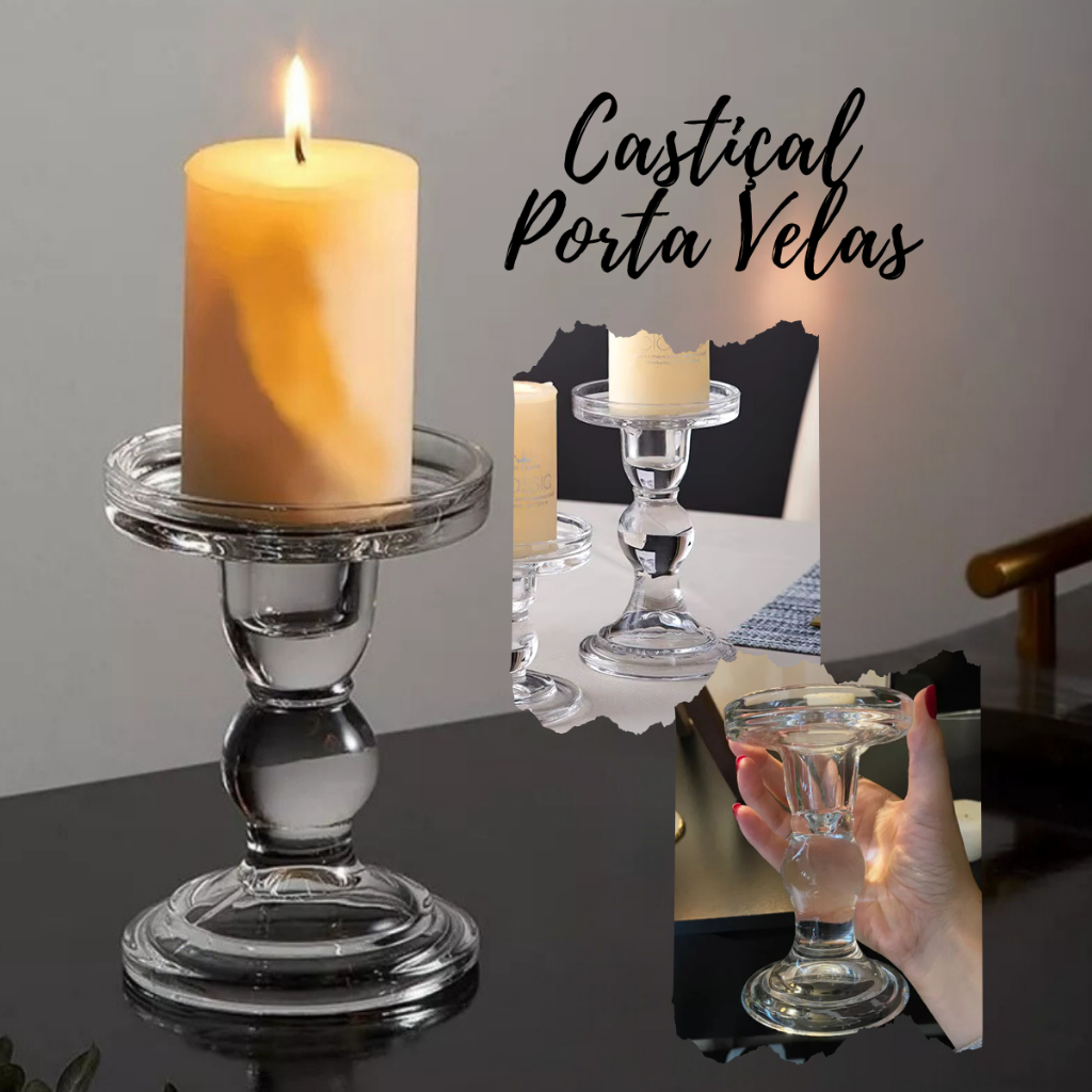 Castiçal Candelabro Kit 4 Mesa Suporte Vidro Porta Velas Enfeite ...