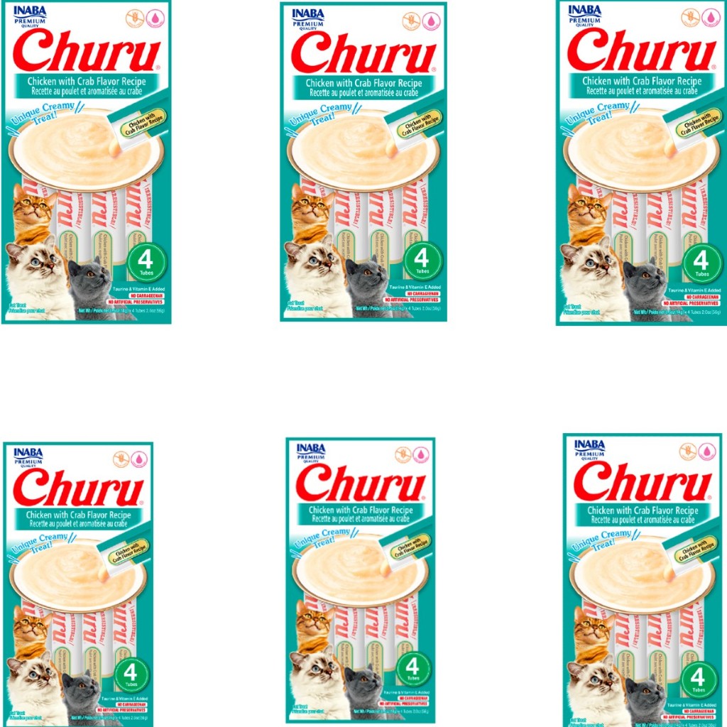Petisco Para Gatos Kit 6 Unid Churu Sabor Frango com Aroma de Caranguejo 56g | Shopee Brasil
