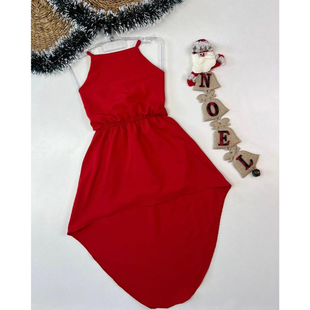 Vestido Feminino Infantil Roupa Fim De Ano Vestido Vermelho Moda Natal ...
