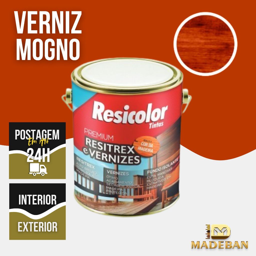 Verniz para Madeira Brilhante da Resicolor Resitrex Cor Mogno | Shopee ...