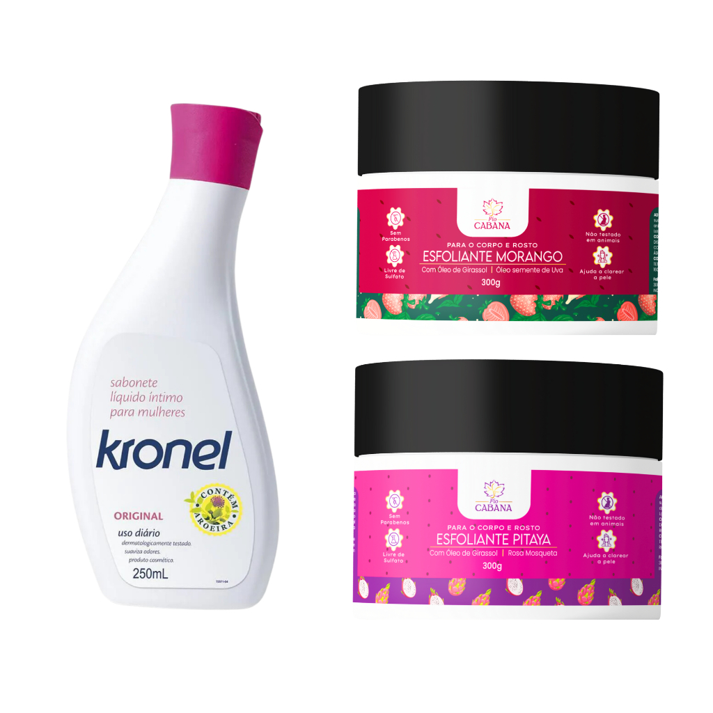 Kit - Kronel Sabonete Líquido Íntimo Original 250mL + Esfoliante ...