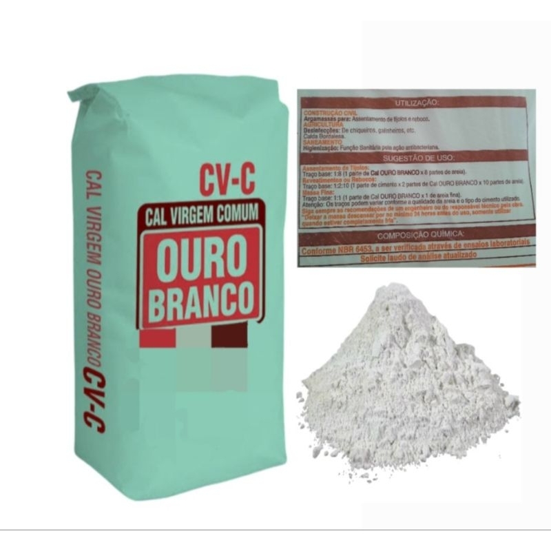 Cal virgem Agrícola 3kg Desinfecção de galinheiros e chiqueiros, ideal ...