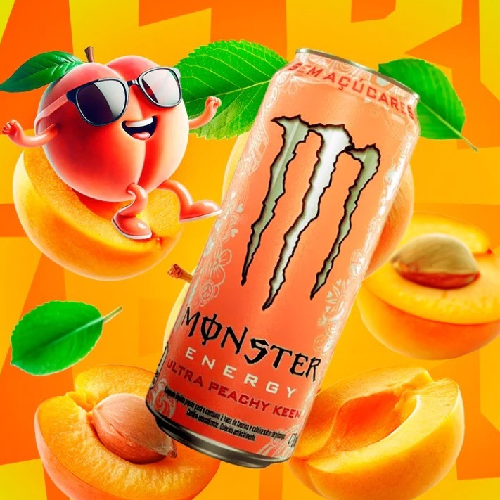 Novo Energy Monster Peachy Ultra Keen energético zero açucar pessego ...