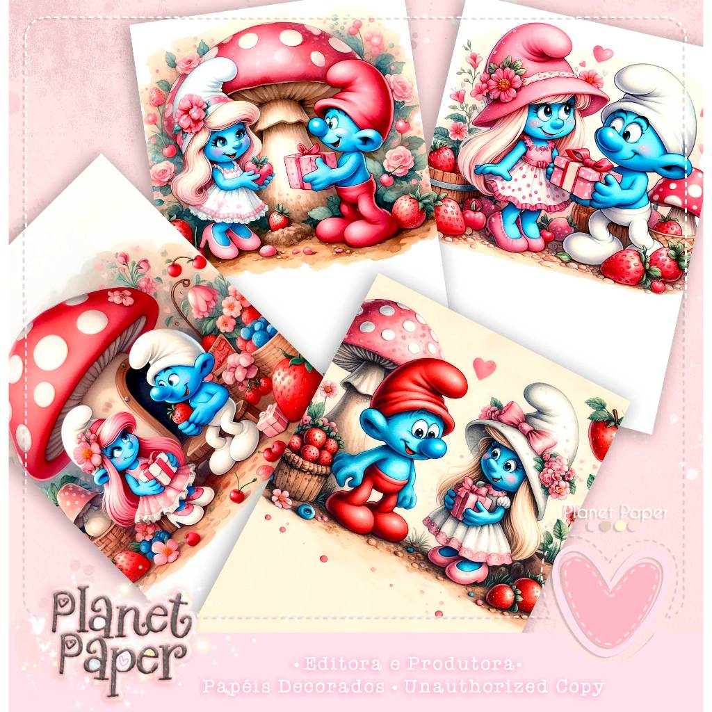 Papéis de Carta Smurf e Smurfette (4 Modelos) | Shopee Brasil