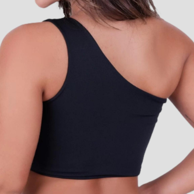 Top Cropped De Um Ombro Só Cropped Curto Preto Simples | Shopee Brasil