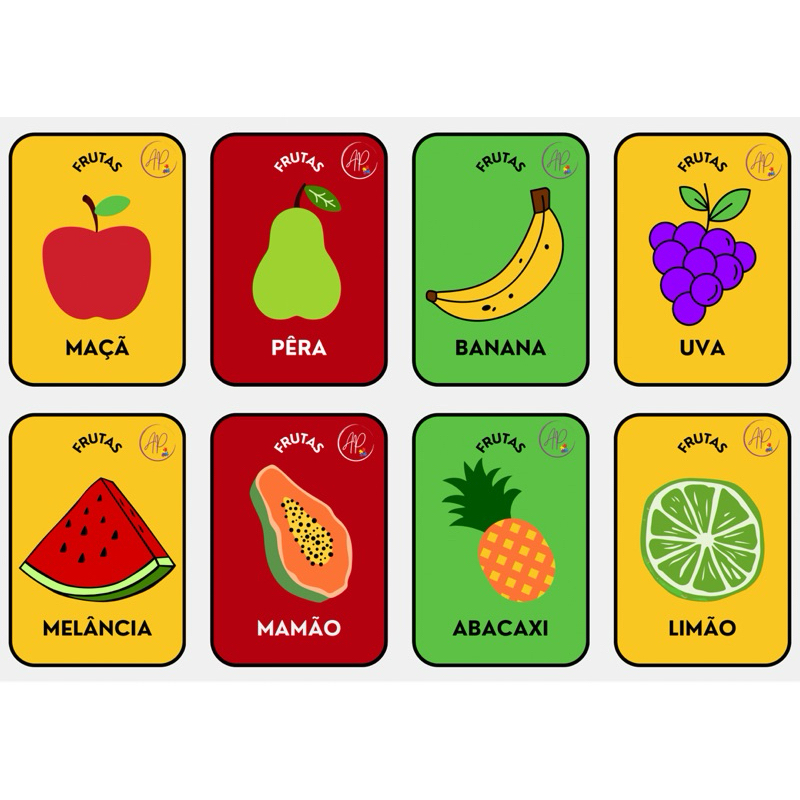 Cards frutas-cards coloridos | Shopee Brasil