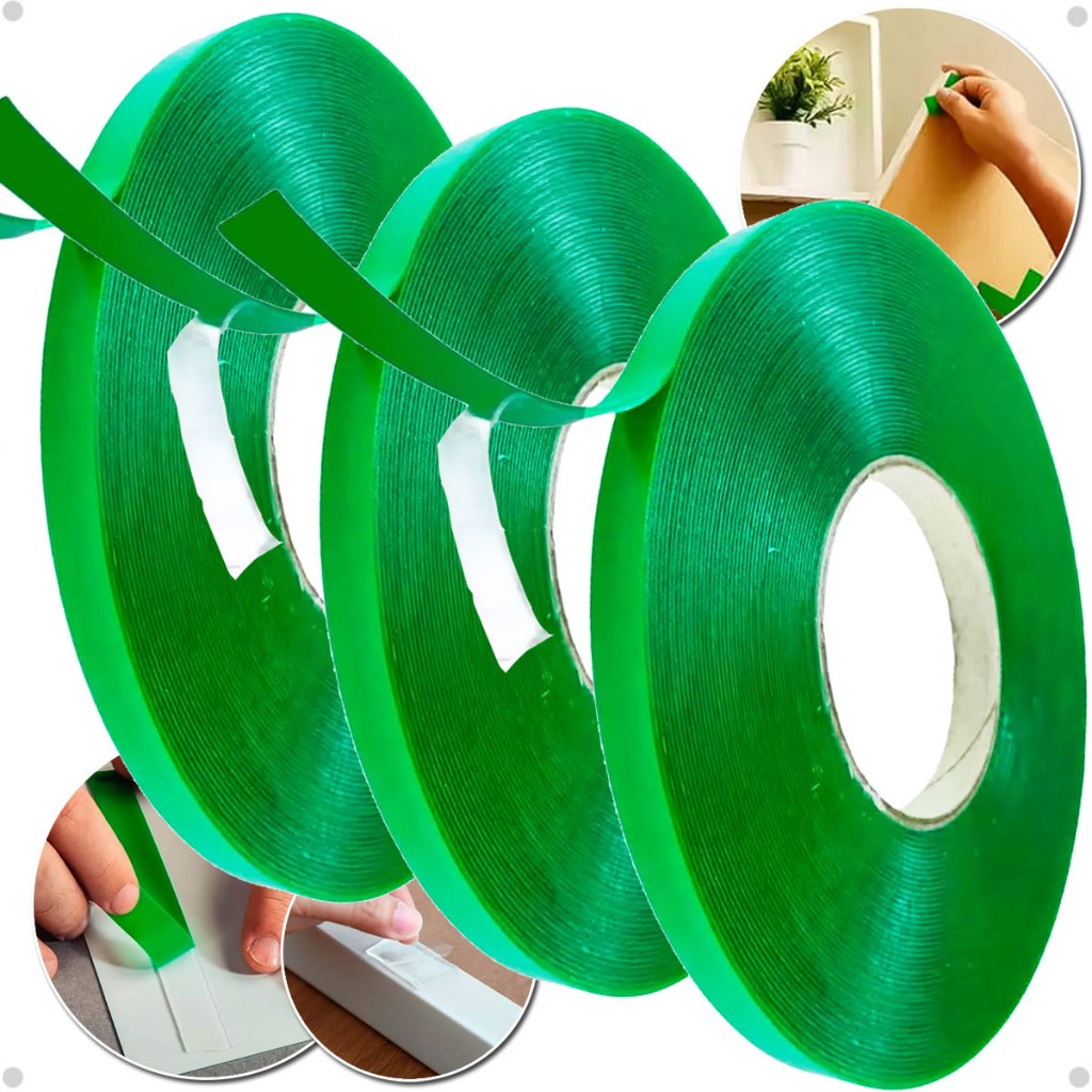 Kit 3 Fitas Dupla Face Silicone Extra Forte 8mm x 5m Transparente ...