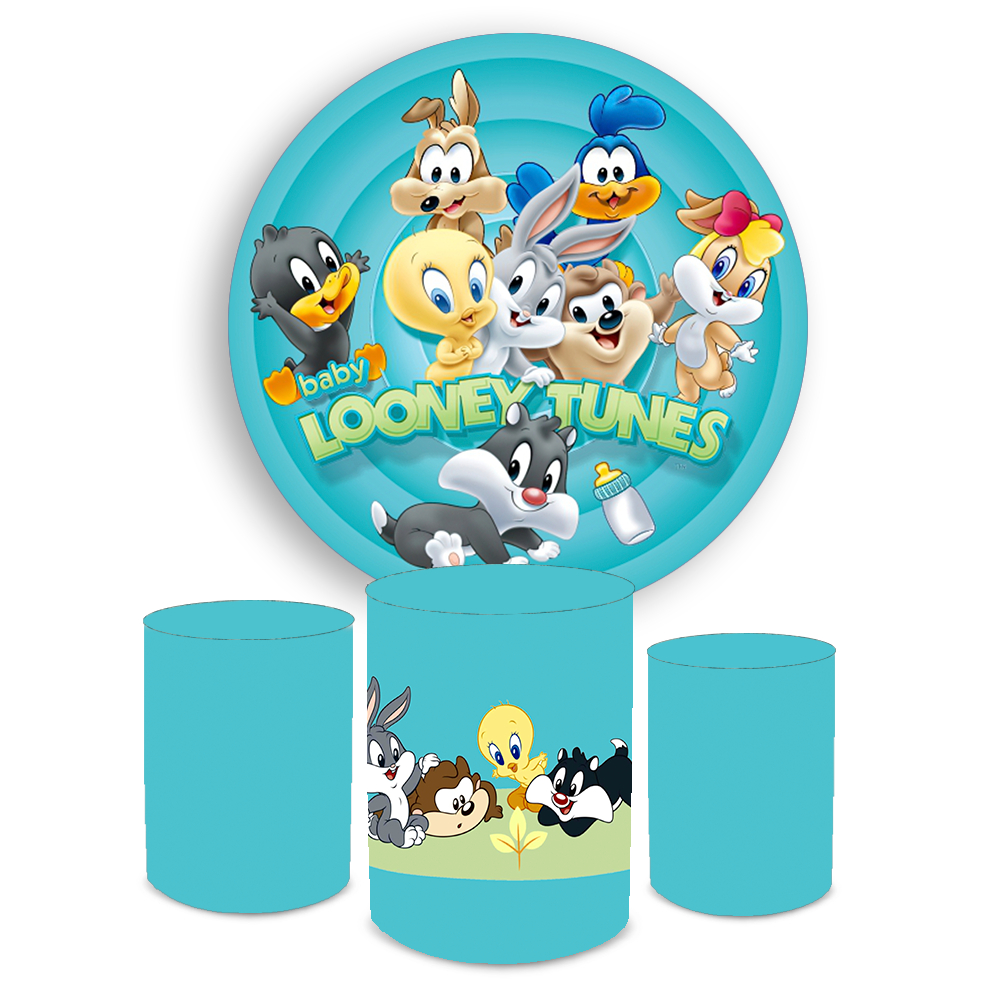 Kit Capa Painel Redondo 1,5 + Trio Cilindros Tecido Sublimado Festa ...