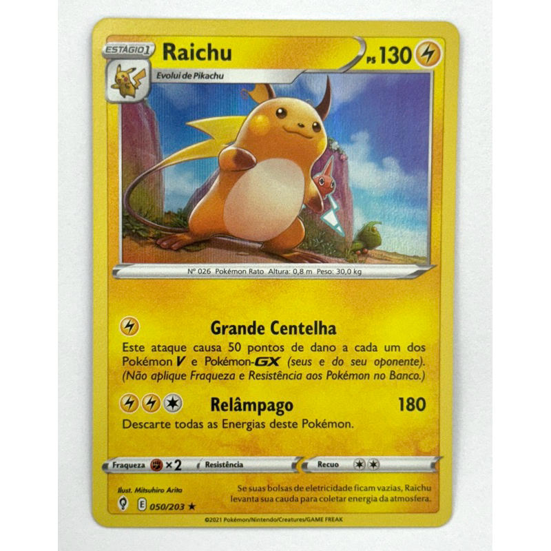 Carta 050/203 Pokémon TCG Original Copag Card Raichu Brilhante ...