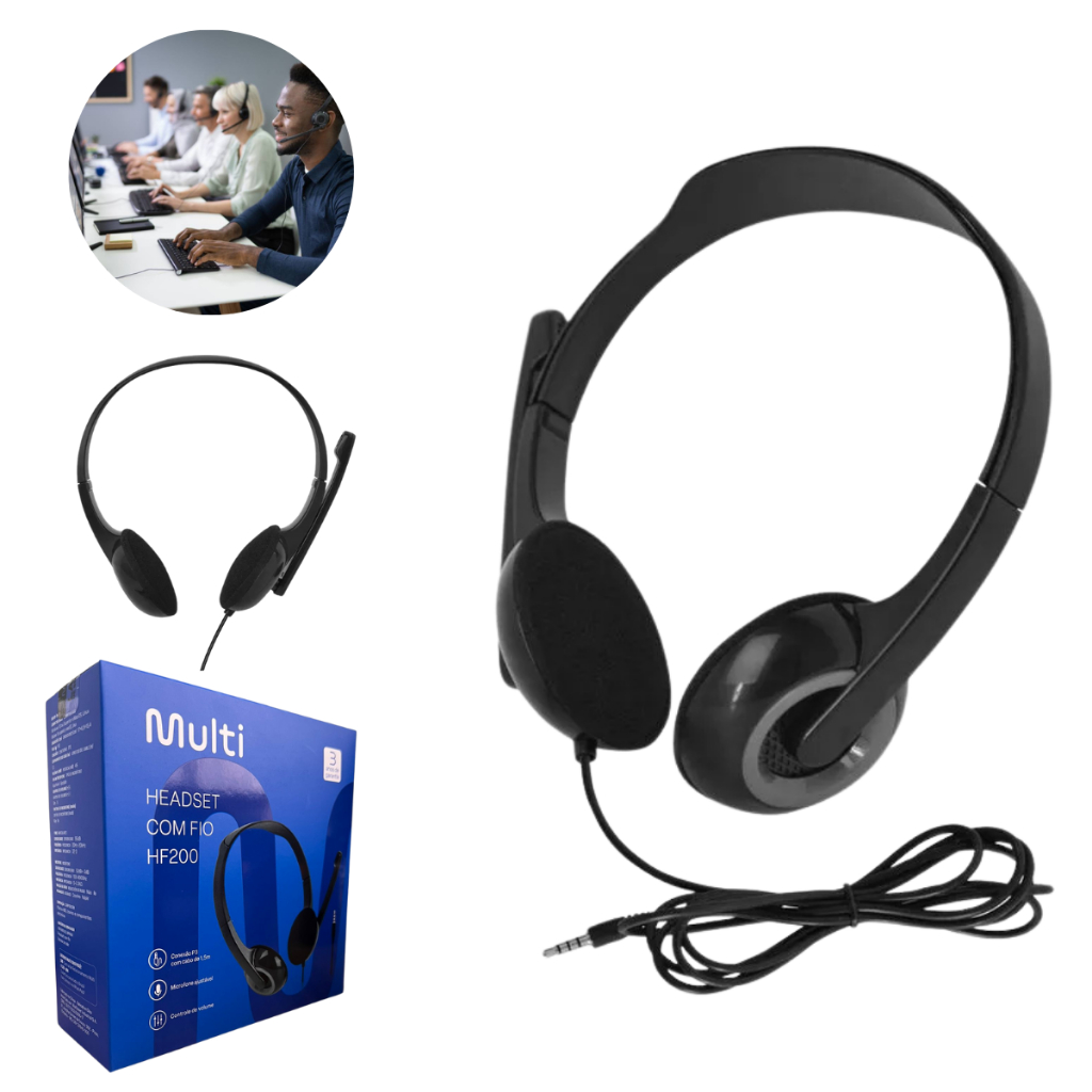 Headset Basic P3 Preto E Cinza Multilaser Ph367 | Shopee Brasil