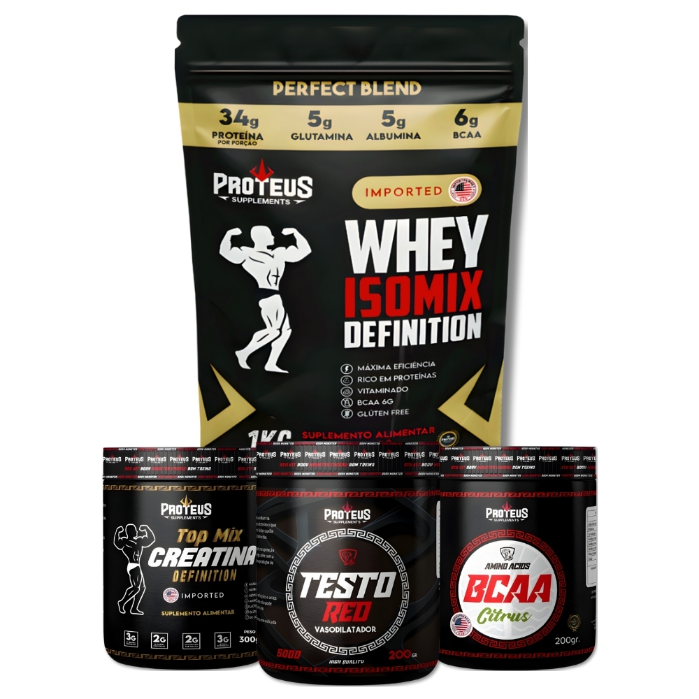 Kit Whey Protein Sache 1kg + Creatina 300g + Pré Treino Inductor + Bcaa ...