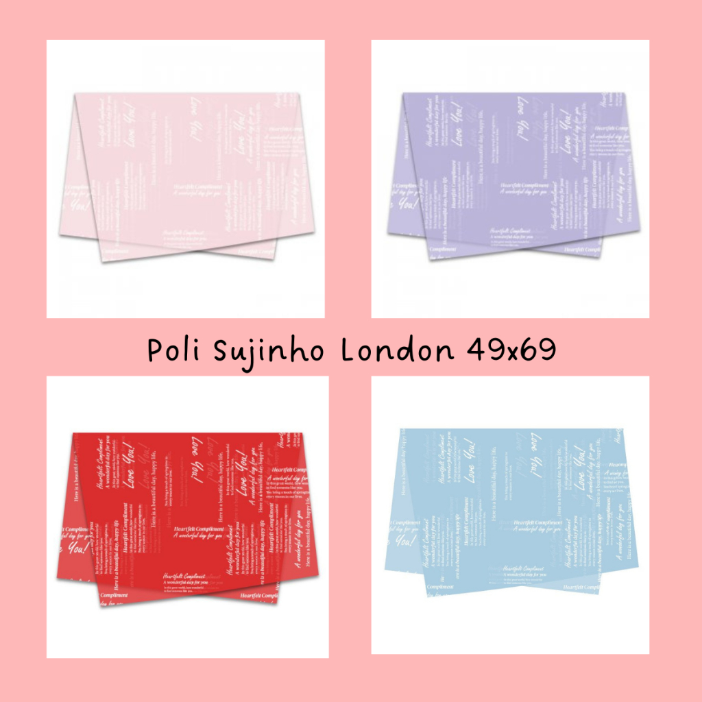 Poli Sujinho Celofane Decorado 49x69 London Folhas Flores Presentes ...