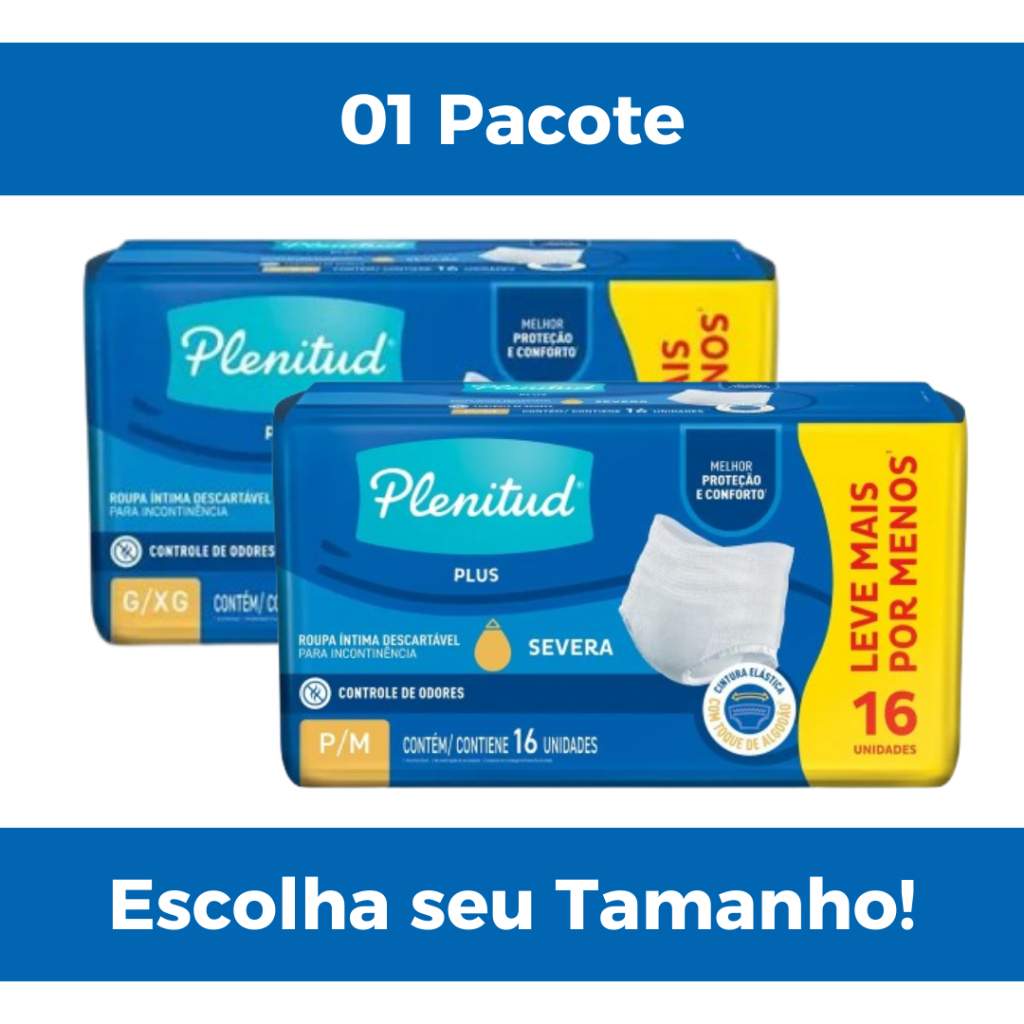 Roupa Íntima Descartável Plenitud Protect Plus - Todos os tamanhos - 16 ...