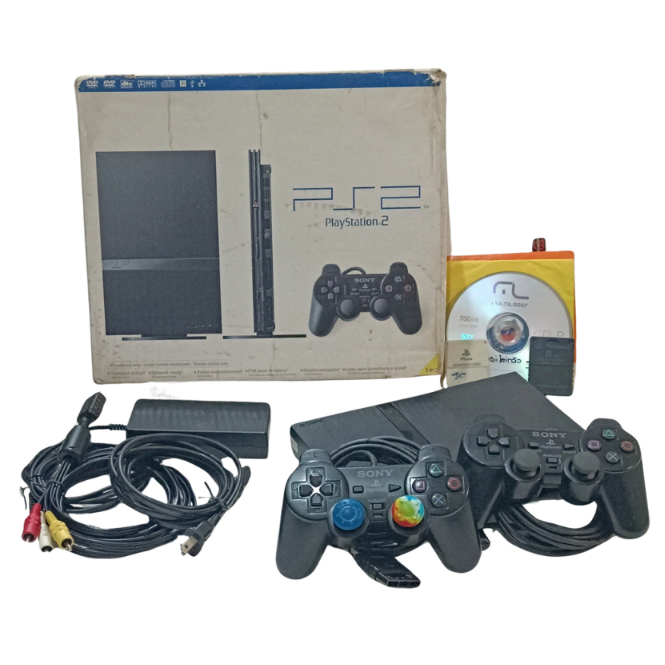 SONY PLAYSTATION 2 SLIM SCPH-75001 THUNDER NA CAIXA. (USADO). | Shopee ...