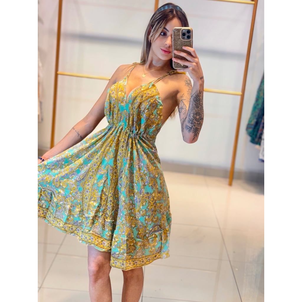 VESTIDO CURTO DE SEDA COSTAS NUAS | Shopee Brasil