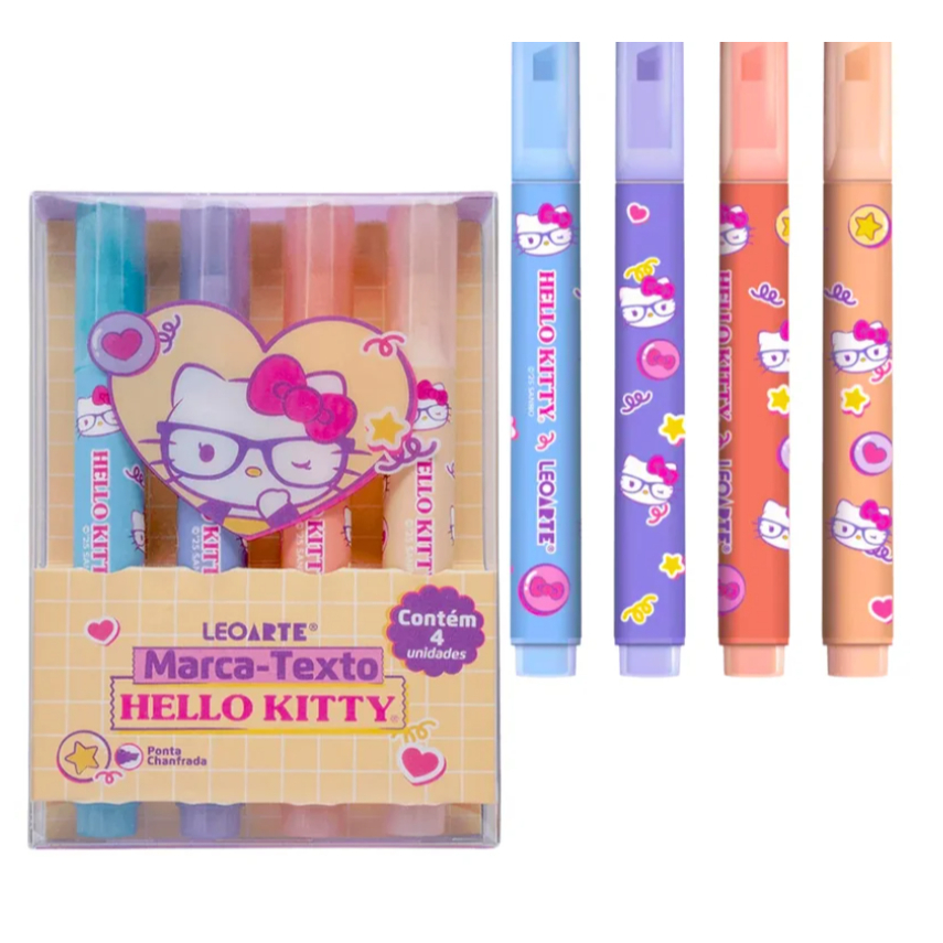 Marca Texto Hello Kitty C/4 Cores - Leoarte | Shopee Brasil