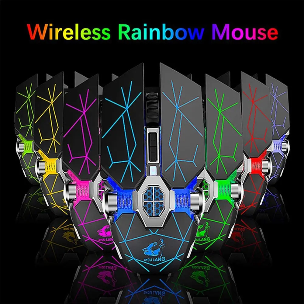 Mouse Gamer Recarregável RGB Luzes Ajustáveis DPI 2400 - Sem Fio Recarregável Preto - 6 Botões ...