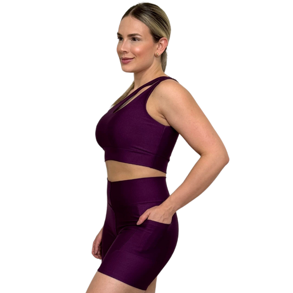 Conjunto Suplex Top Forro Duplo e Short Com Bolso Roupa de Academia ...