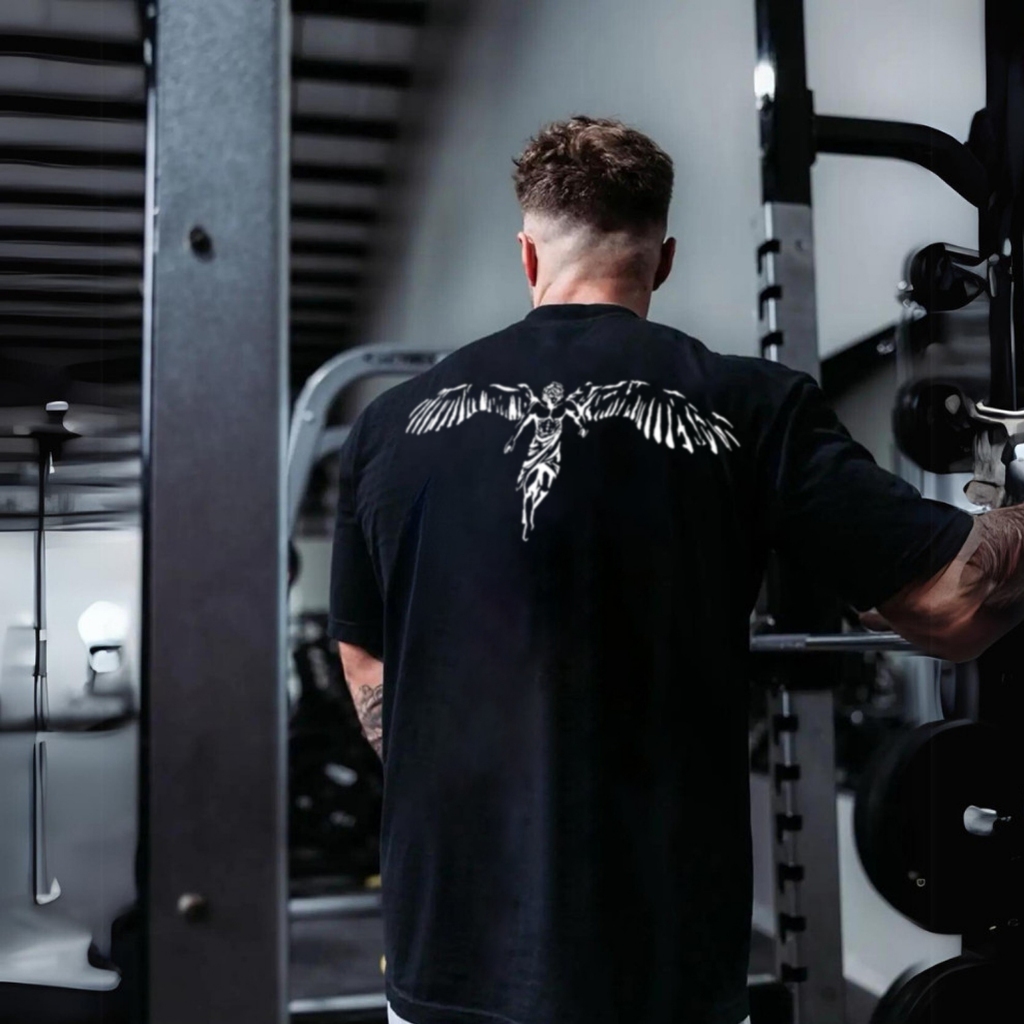 Camiseta Oversized Treino Masculina Academia Anjo Veni Vidi Vici Modelo Unissex 100% Algodão ...