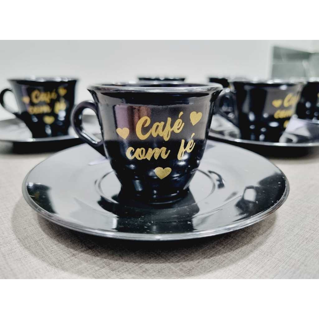 Canto do Cafe Kit 30 XICARAS Café com Fé + 30 PIRES redondos ACRILICO ...