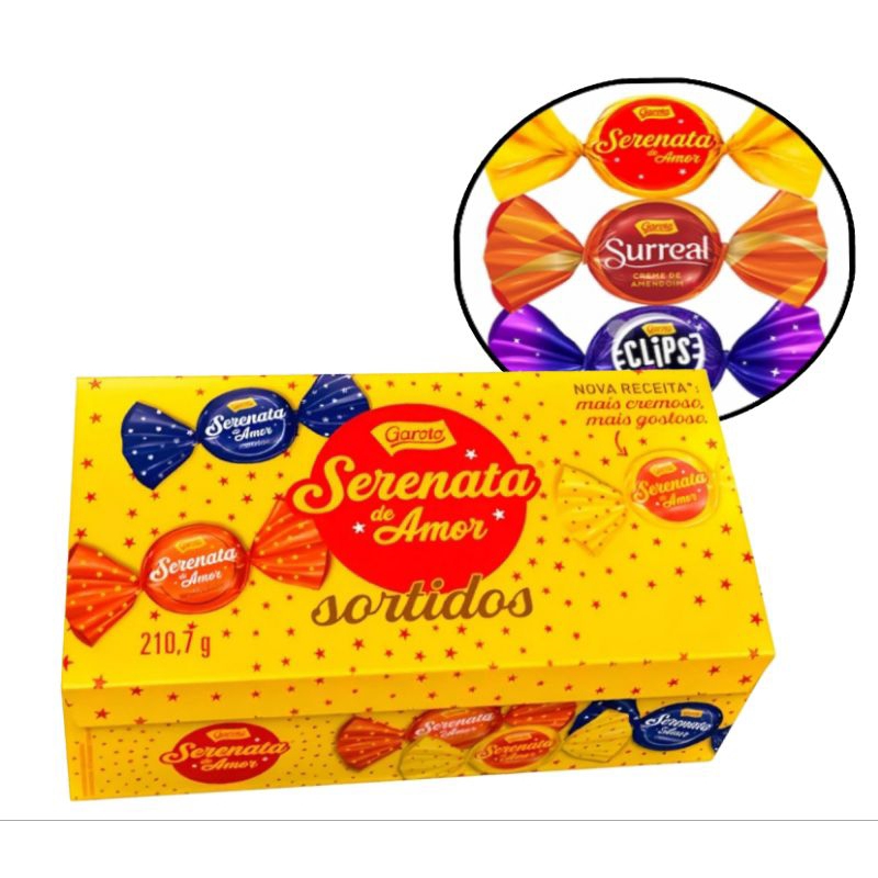 Caixa de bombom serenata de amor sortidos garoto c/12x17,6g | Shopee Brasil