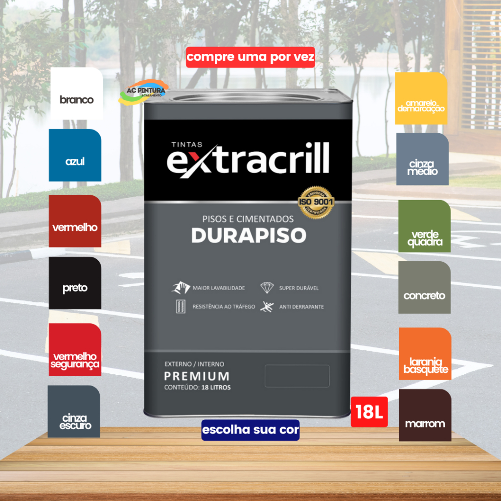 Pinta Piso Acrilico Premium Extracrill 18L Escolha a Cor | Shopee Brasil