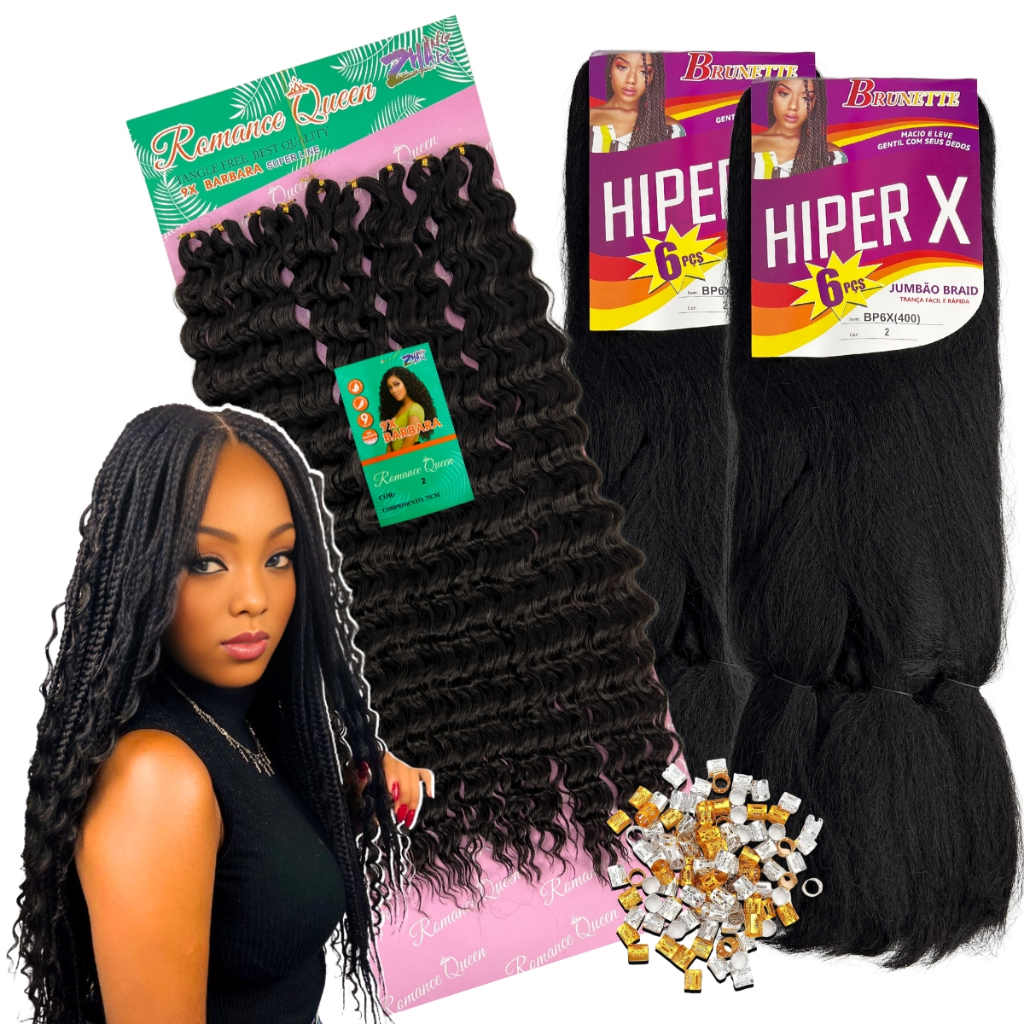 Kit Gypsy 2 Jumbo Tranças + Cacho Orgânico Barbara Romance Quenn ...