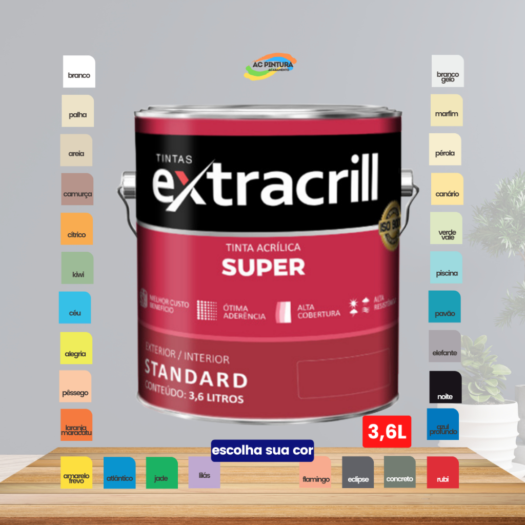 Tinta Externa/Interna Extracrill Super 3,6L Cores | Shopee Brasil