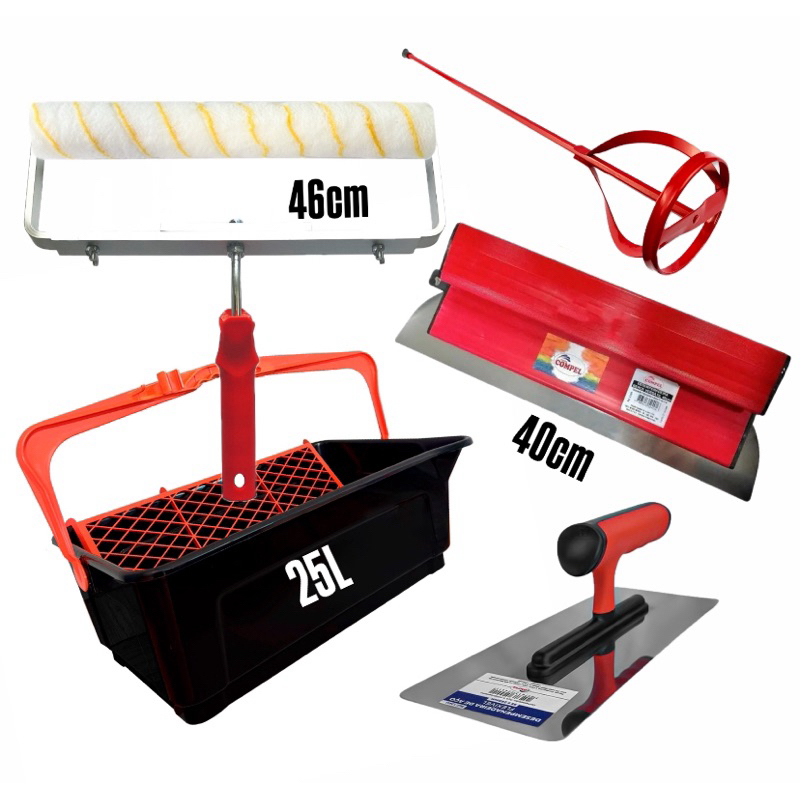 Kit Pintor Premium Rolo 46cm Respingo0+ Suporte+ Bandeja 25L+ Desemp ...