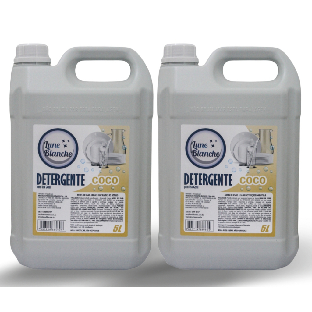 Kit Detergente COCO 5L - Lune Blanche - Kit com 10L e 5L | Shopee Brasil