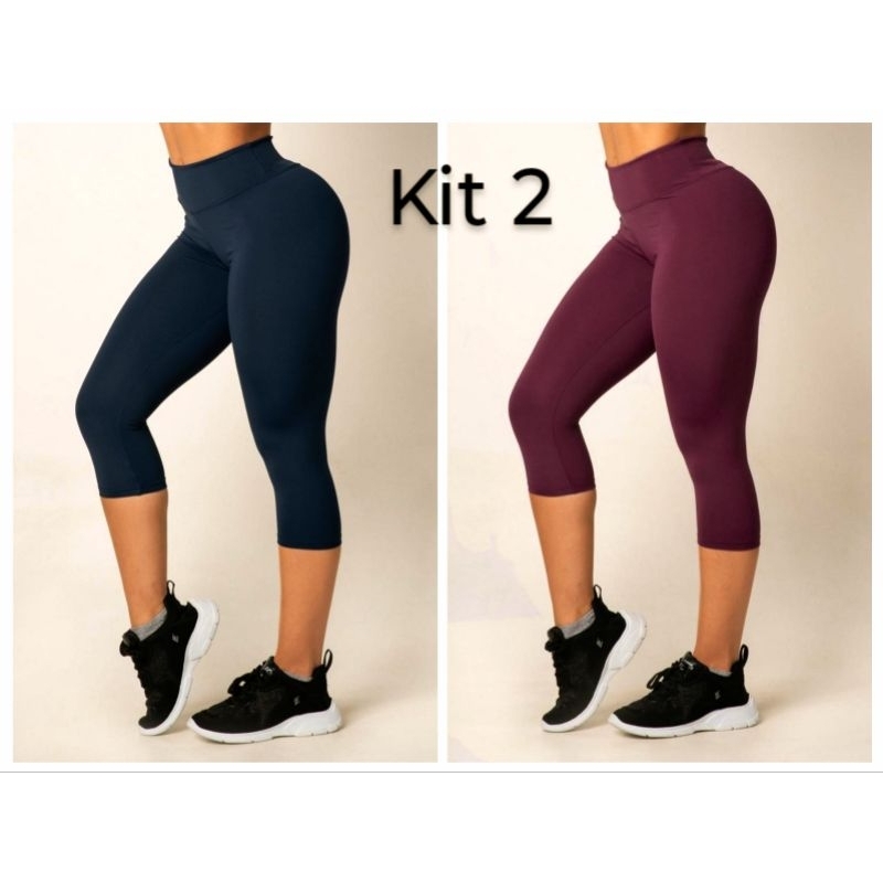 kit 2 Capri corsário suplex cós alto para academia | Shopee Brasil