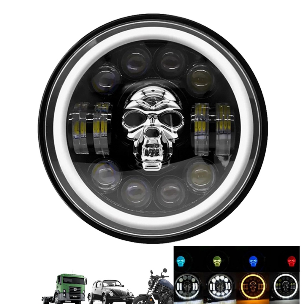 LED FAROL DE LED MOTO 5 FUNÇÕES 60W H4 FAROL ALTO FAROL BAIXO DRL SETA ...