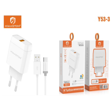 Carregador Turbo Carregamento rápido Super Charge 30W H'Maston com Cabo Tipo C Samsung, Motorola ...