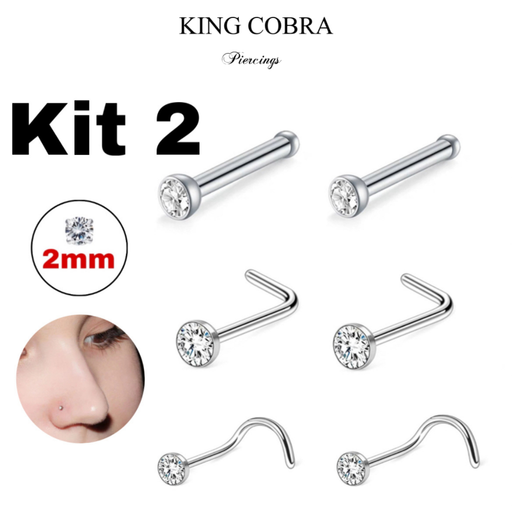 Kit 2 Piercing Nostril Ponto de Luz Multicolorido | de Nariz Piercing ...