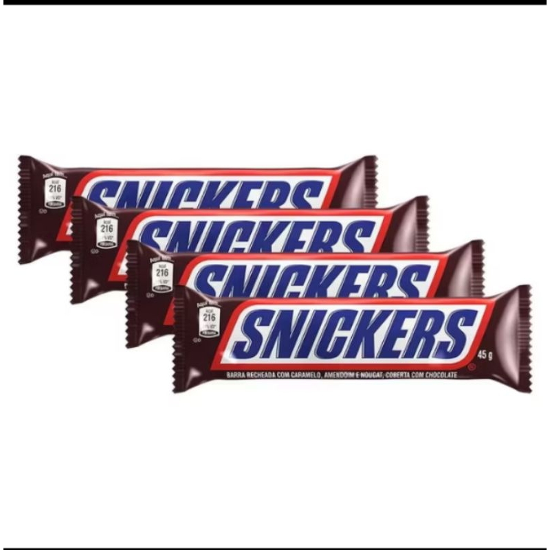 kit com 4 unidades Chocolate Snickers Tradicional 45g | Shopee Brasil