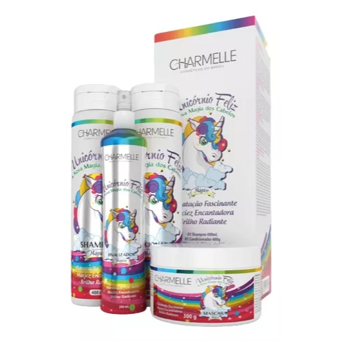Kit Capilar Unicórnio Feliz 4 Itens Charmelle Cosméticos Hidratação ...