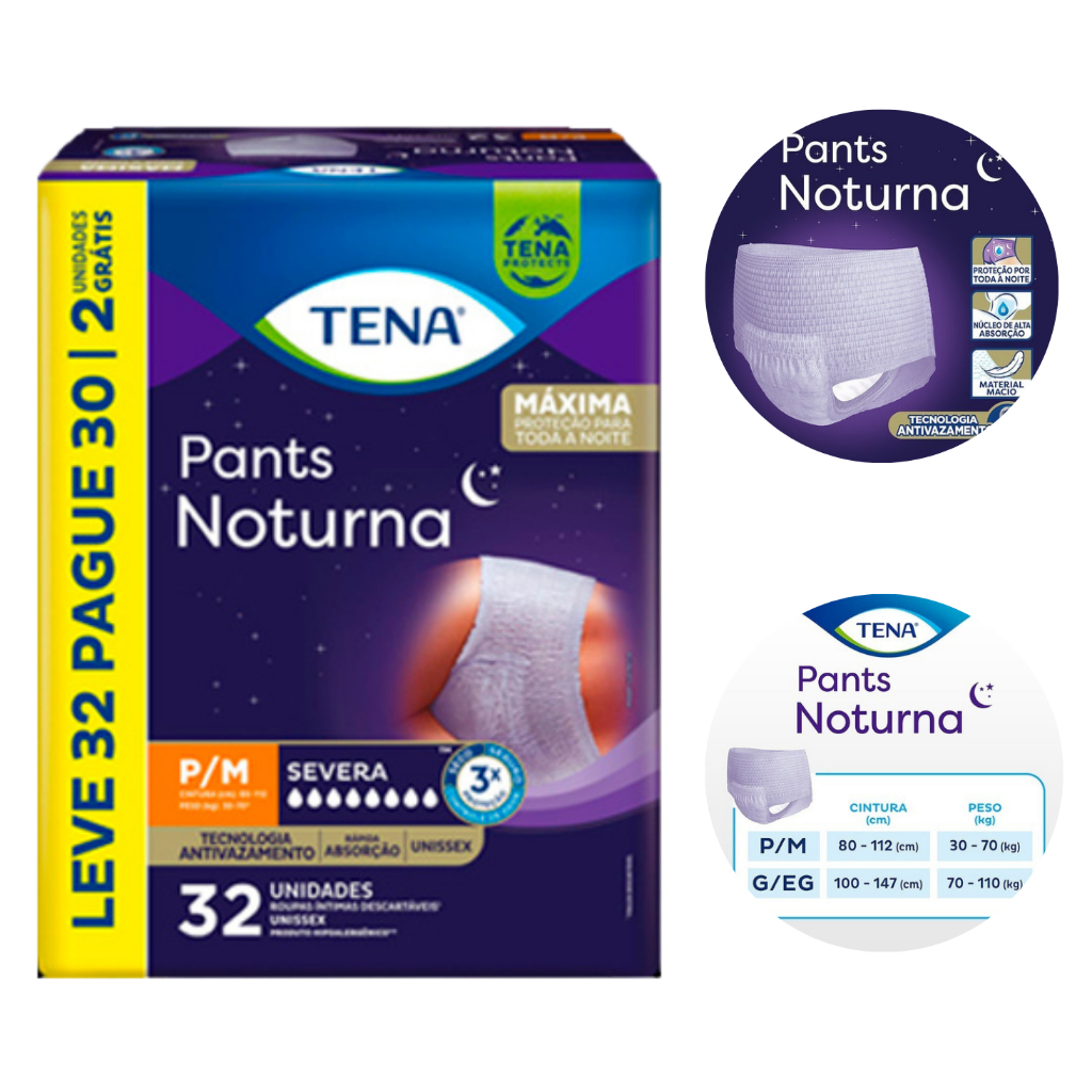 Fralda Geriátrica Roupa Intima Adulto Tena Pants Noturna Incontinência ...
