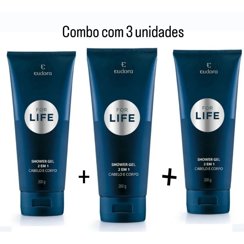 (COMBO COM 3 UNIDADES)Shower Gel 2 em 1 Eudora For Life 200g | Shopee ...