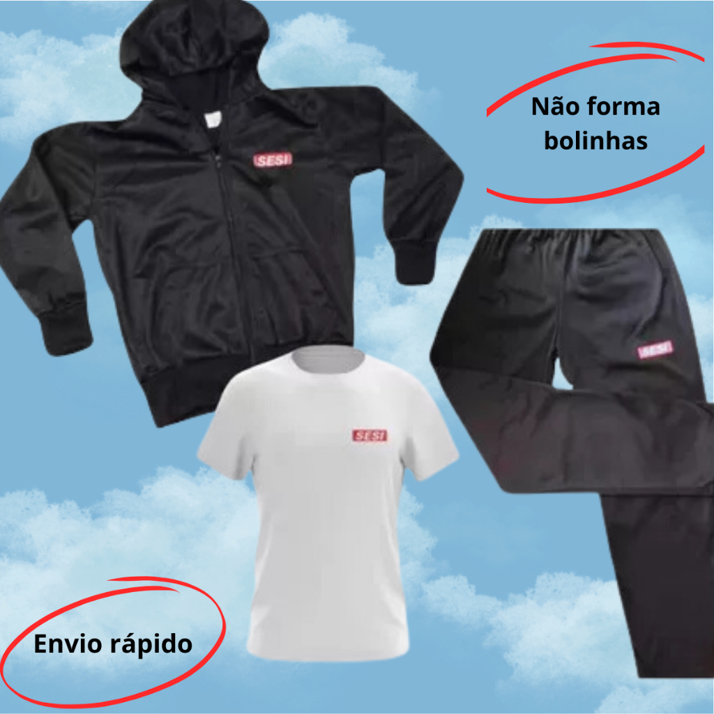 KIT UNIFORME ESCOLAR SESI UNISEX BORDADO BLUSA, CALÇA, CAMISA MANGA ...