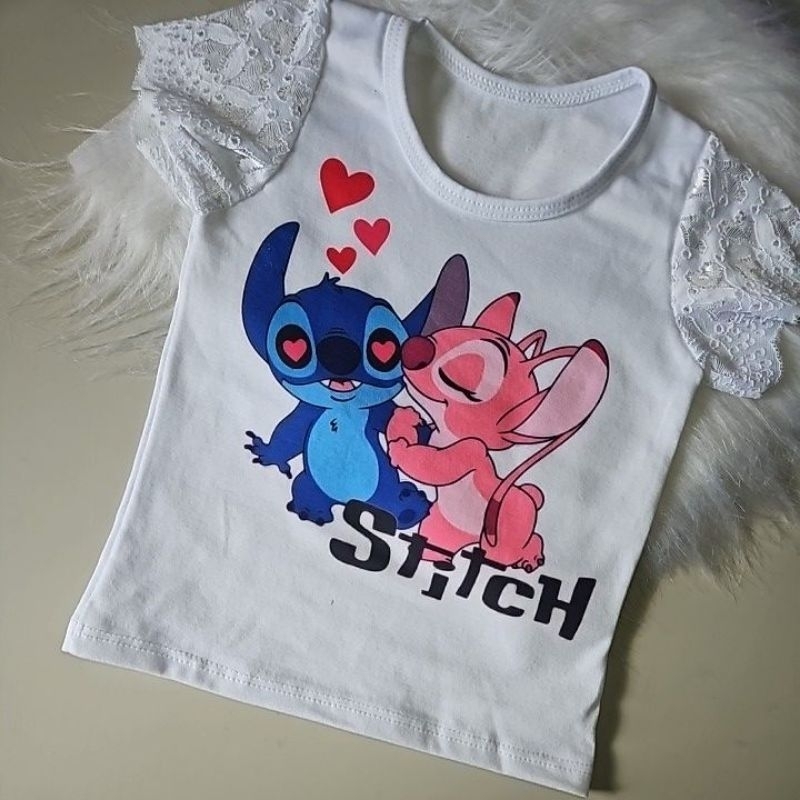 Camiseta Infantil Stitch Menina Verão Blogueirinha | Shopee Brasil